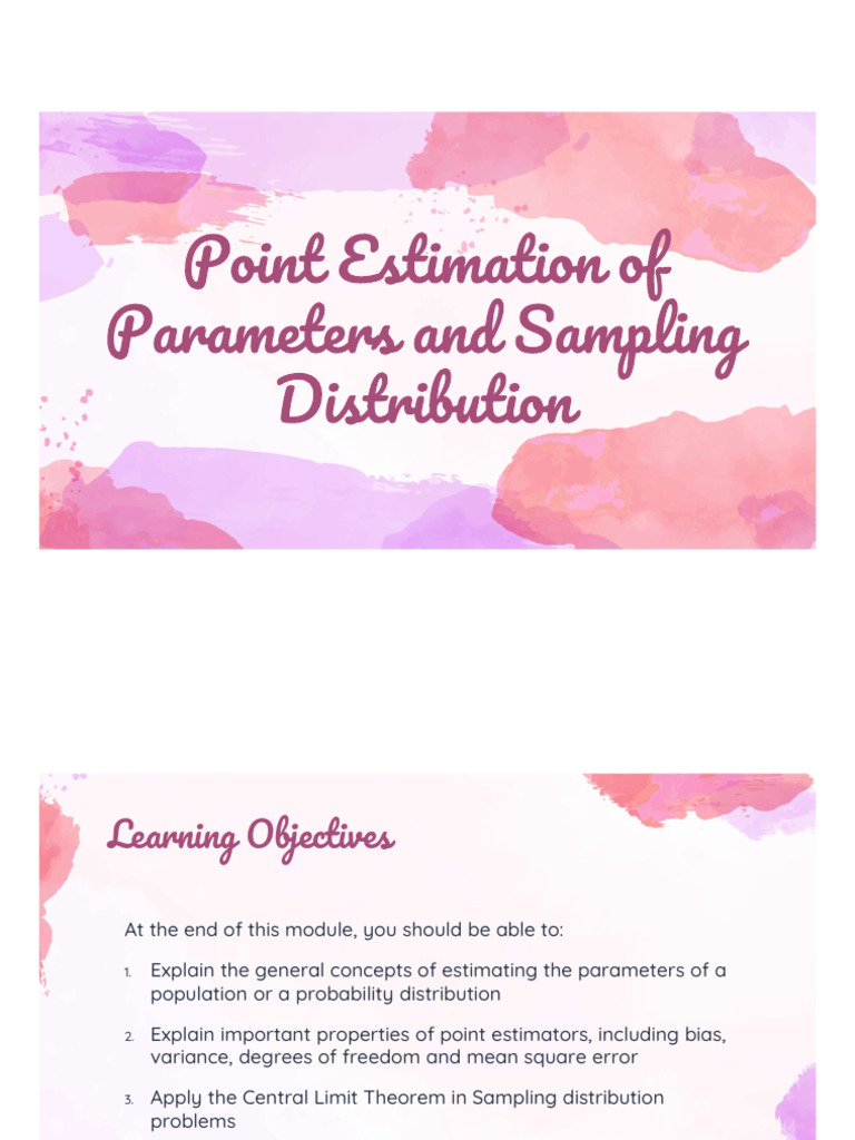 Point Of Estimation Of Parameters And Sampling Distri Pdf Estimator Bias Of An Estimator