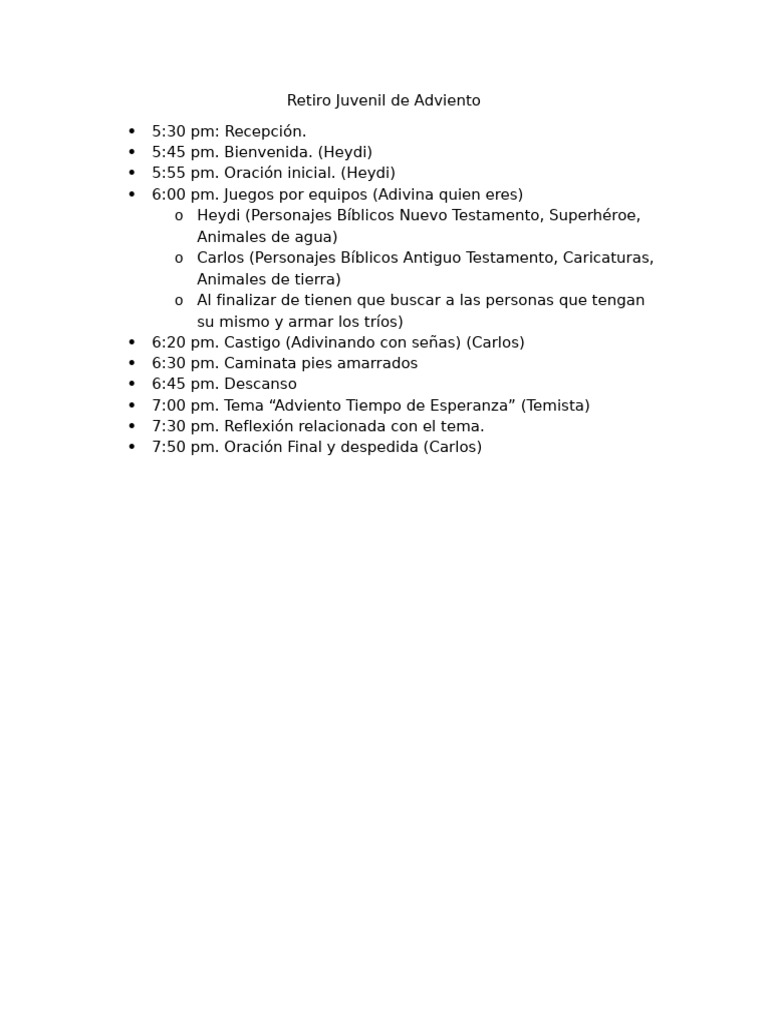 Retiro Juvenil: Juegos y Reflexión | PDF