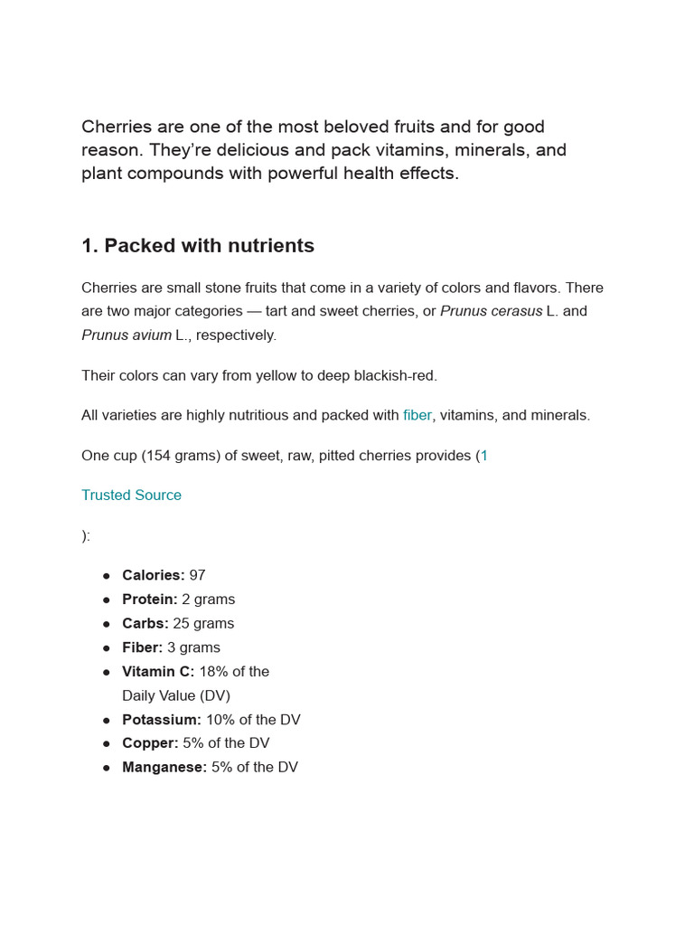 Benefits of Cherries | PDF