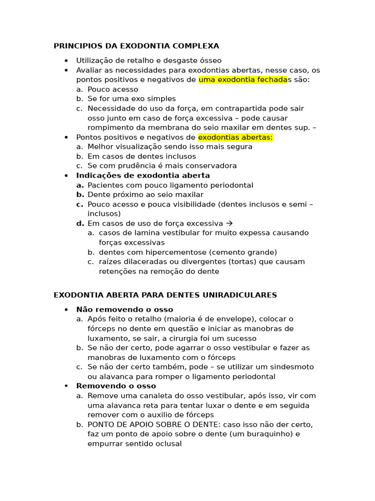 Princípios da Exodontia Complexa | PDF | Dente humano | Especialidades ...