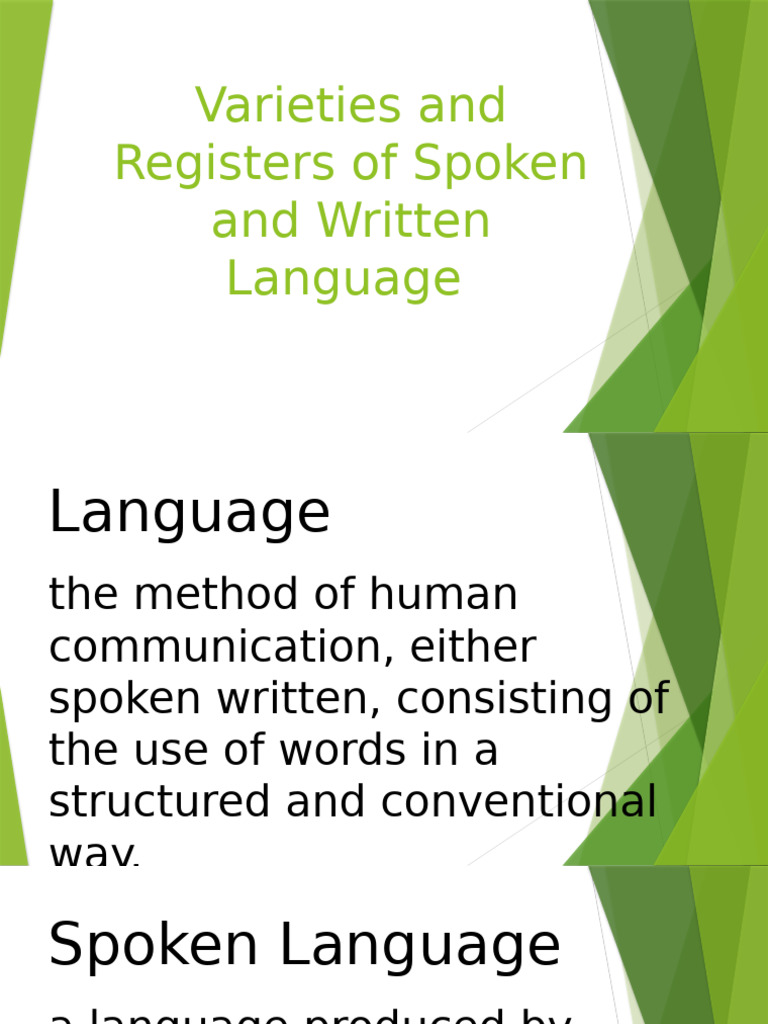 Varieties and Registers of Spoken and Written Language | PDF | Dialect ...