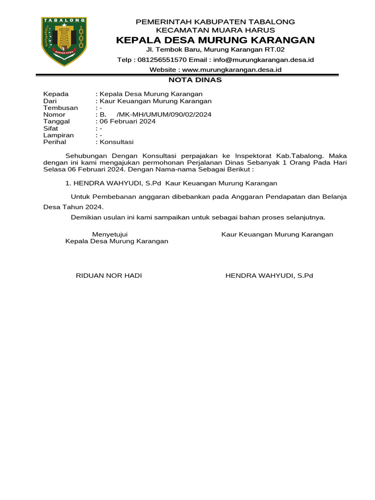 FORMAT NOTA DINAS PPS Okeeeee | PDF