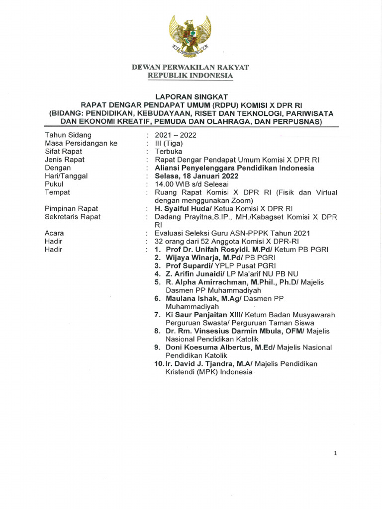 PKKK-DPR Ri Komisi X | PDF