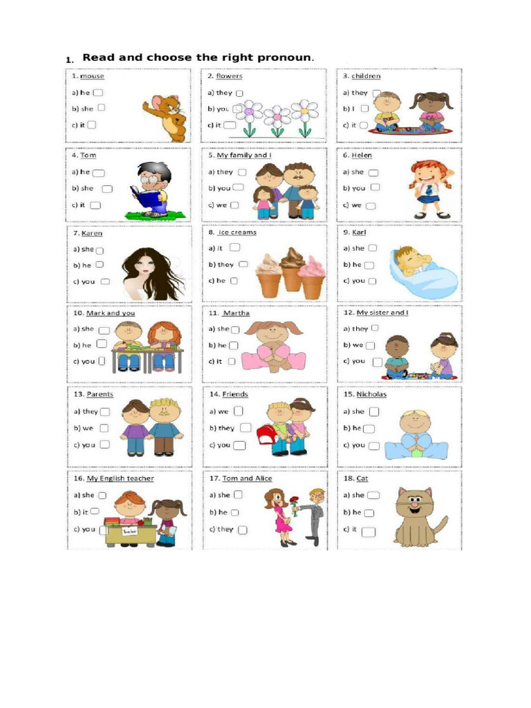 Taller Pronombres Personales | PDF