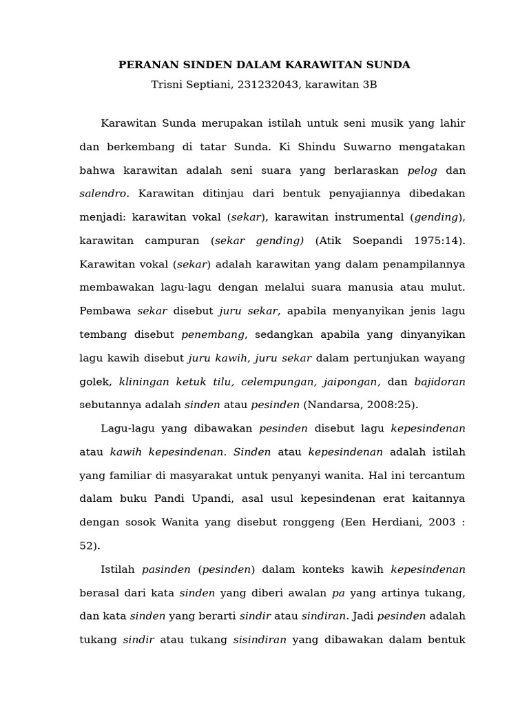 Peranan Sinden Dalam Karawitan Sunda | PDF