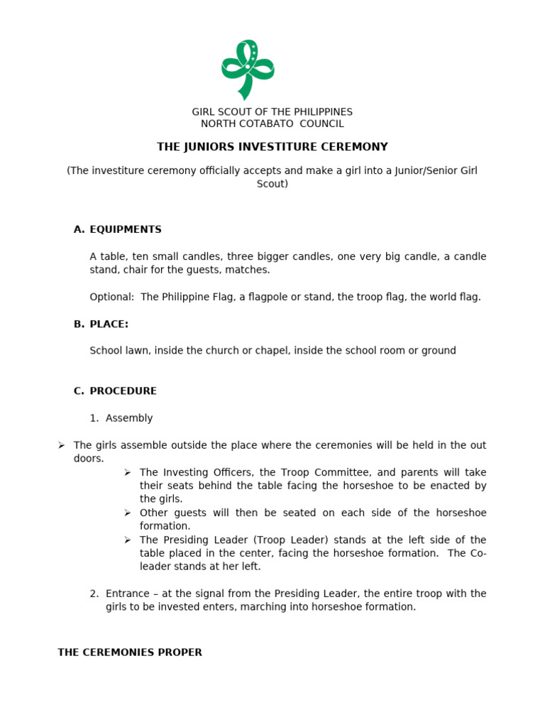 GSP Investiture Ceremony | PDF | Scouting | Flag