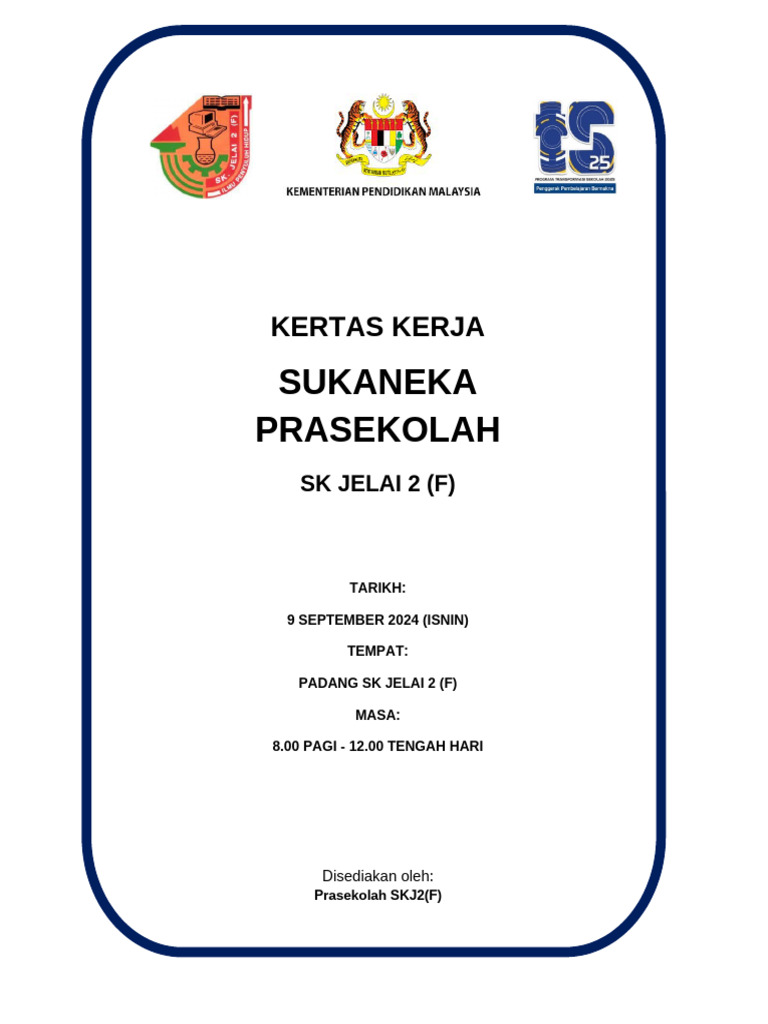 Kertas Kerja Sukaneka Prasekolah 2024 | PDF