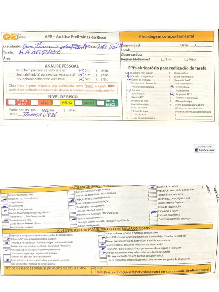 APR - Análise Preliminar de Risco (Gus) | PDF