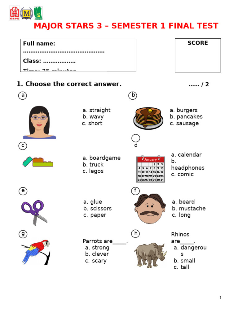 Major Stars Grade 3 - Semester 1 | PDF