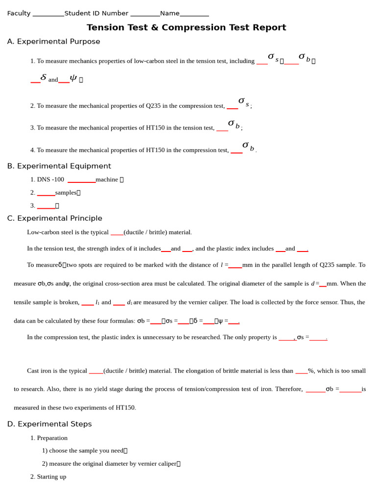 Tension and Compression Test Report | PDF | Ductility | Ultimate ...