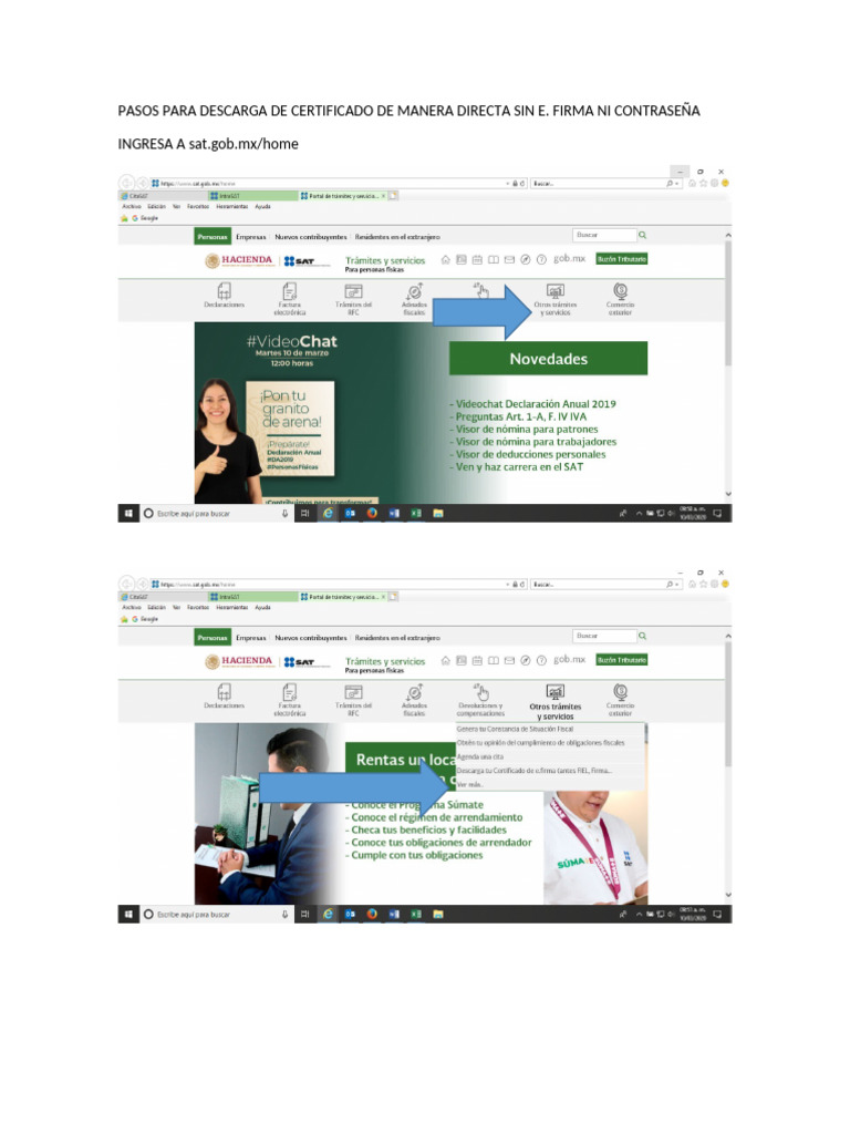 Pasos para Descarga de Certificado de Manera Directa | PDF