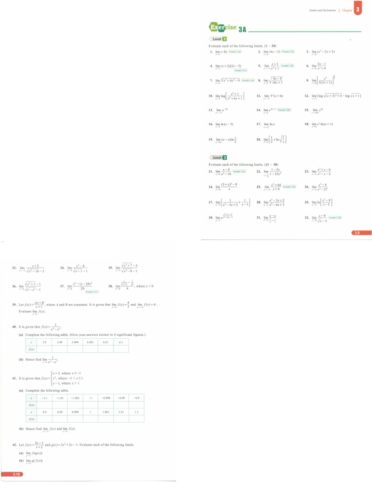 Exercise 04 - Limits and Derivatives | PDF