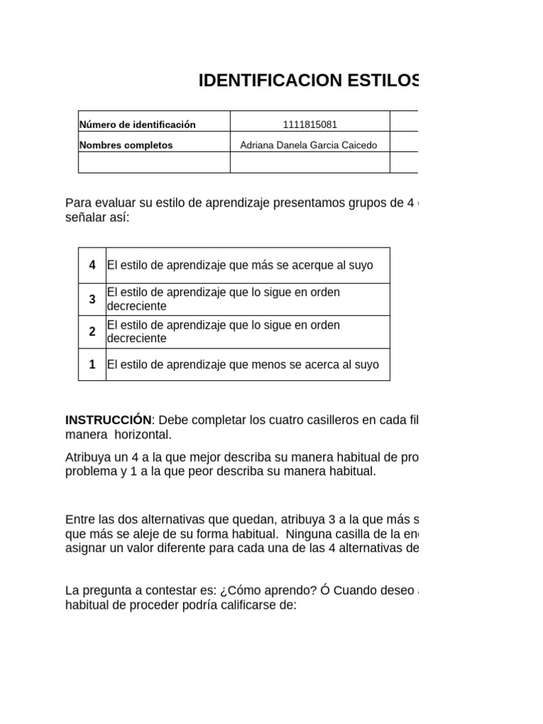 Estilos de Aprendizaje - para Aprendices Danela | PDF | Razonamiento ...