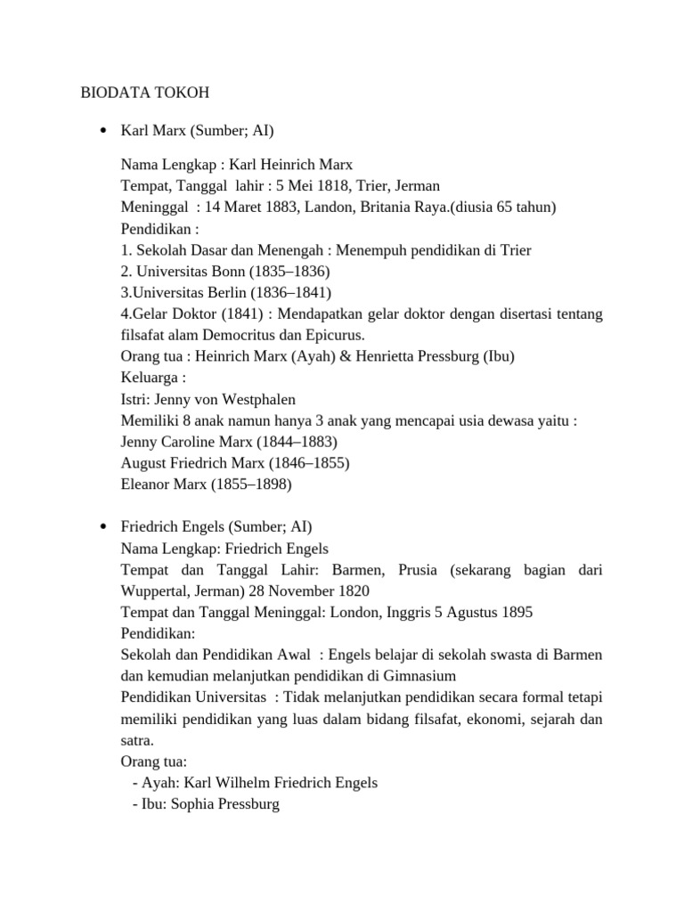 Biografi Karl Marx dan Engels | PDF