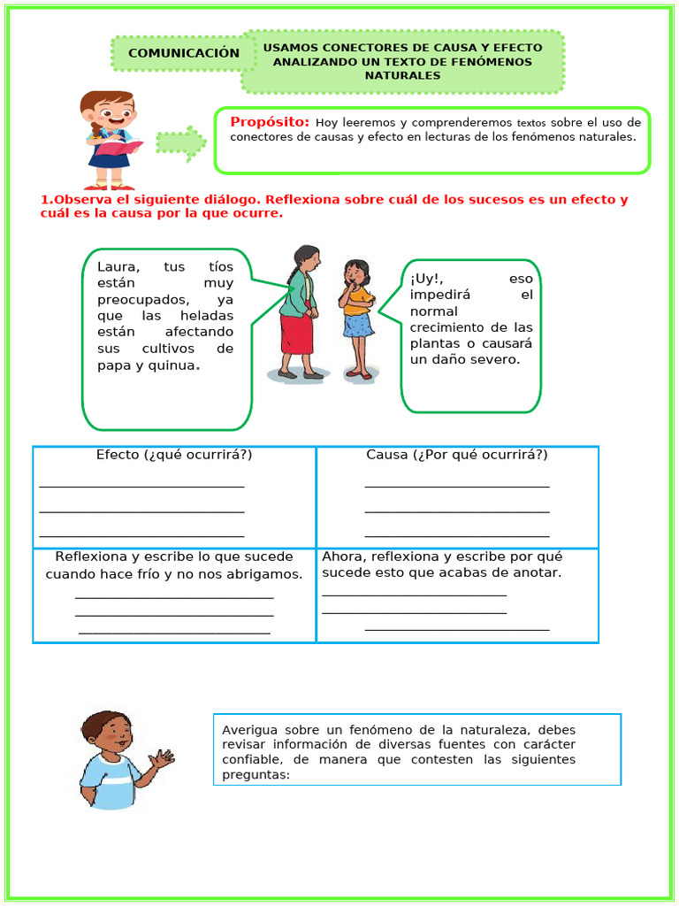 Ficha - Conectores de Causa y Efecto Llemnos Texto | PDF | Ciencias de ...