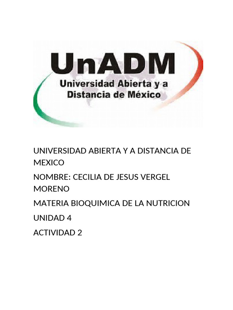 Bnu U4 Act2 Cevm | PDF | Vitamina | Calcio