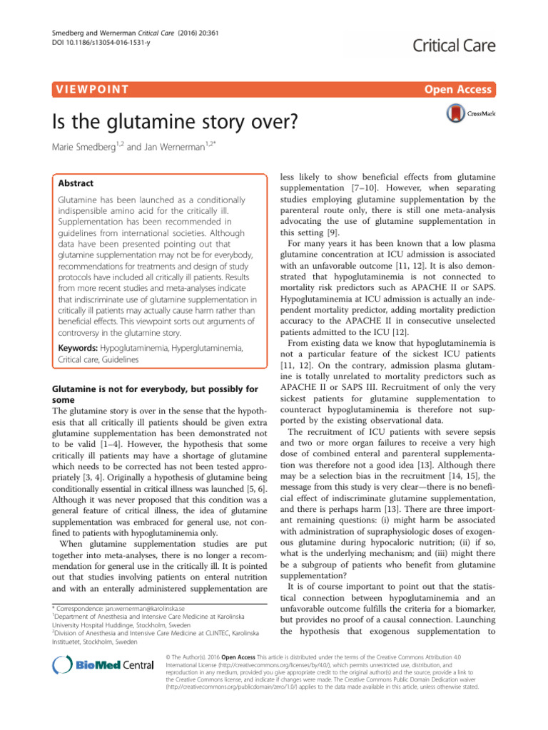 Glutamina en La Historia | PDF | Intensive Care Medicine | Intensive Care Unit