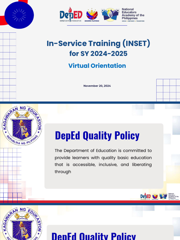 V.2 Virtual Orientation On INSET 2025 - NEAP CO | PDF | Pedagogy | Teachers