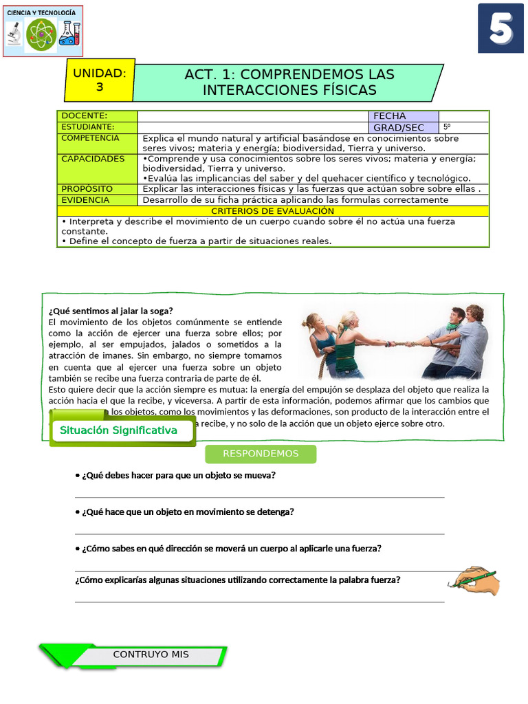 A-5º Act 1-Cyt-Und 3 | PDF | Fuerza | Fricción