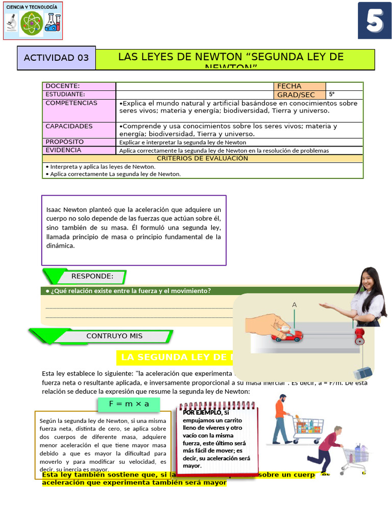 D-5º Act 4 - Cyt-Und 3 | PDF | Las leyes del movimiento de Newton | Fuerza