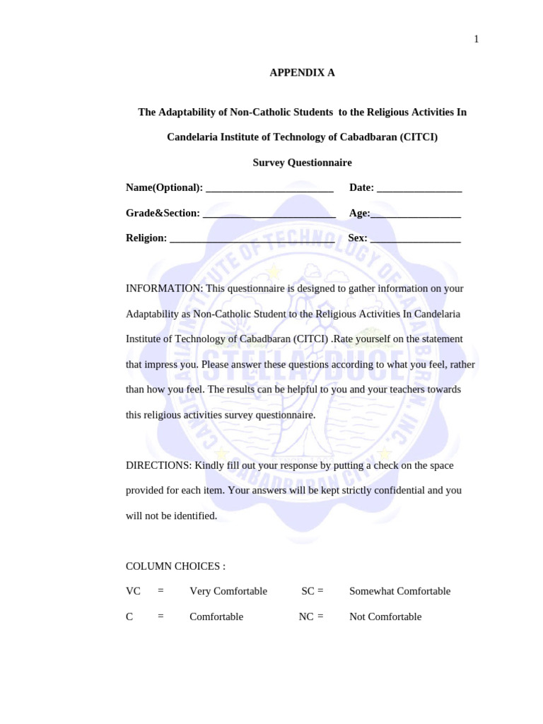 Non-Catholic Students' Adaptability Survey | PDF | Social Psychology