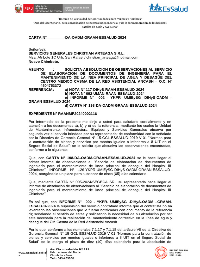 Linea de Desage Casma | PDF