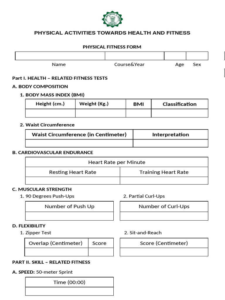 Physical Fitness Form | PDF