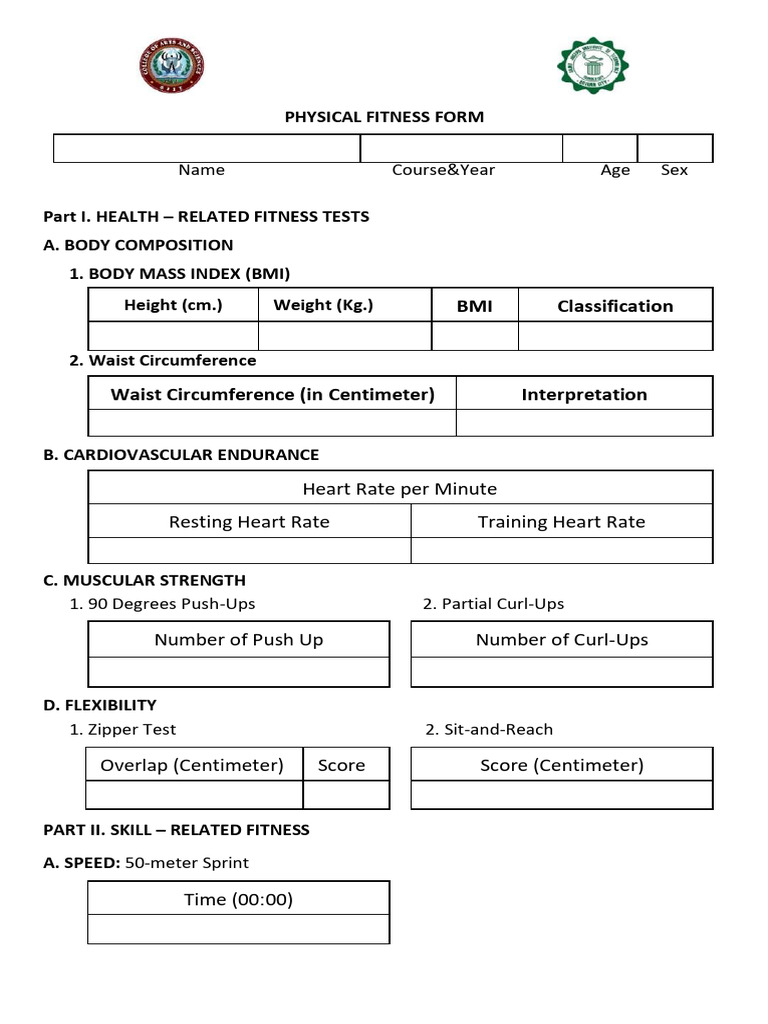 Physical Fitness Form | PDF