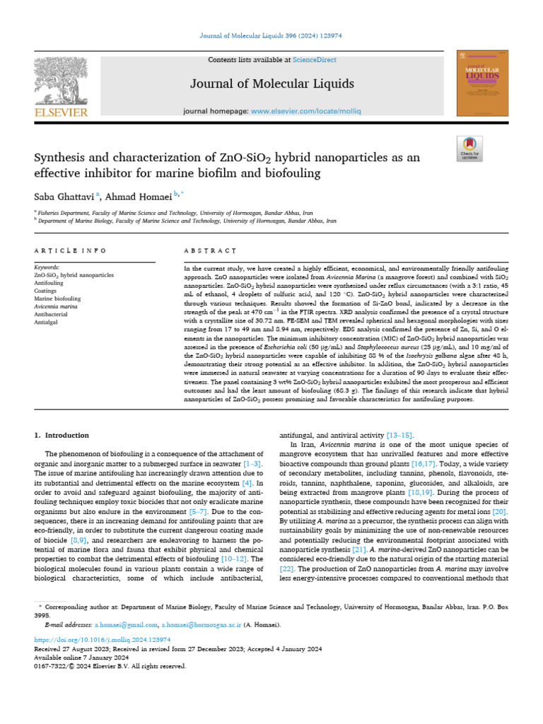 Synthesis and Characterization of ZnO-SiO2 Hybrid Nanoparticles As An ...