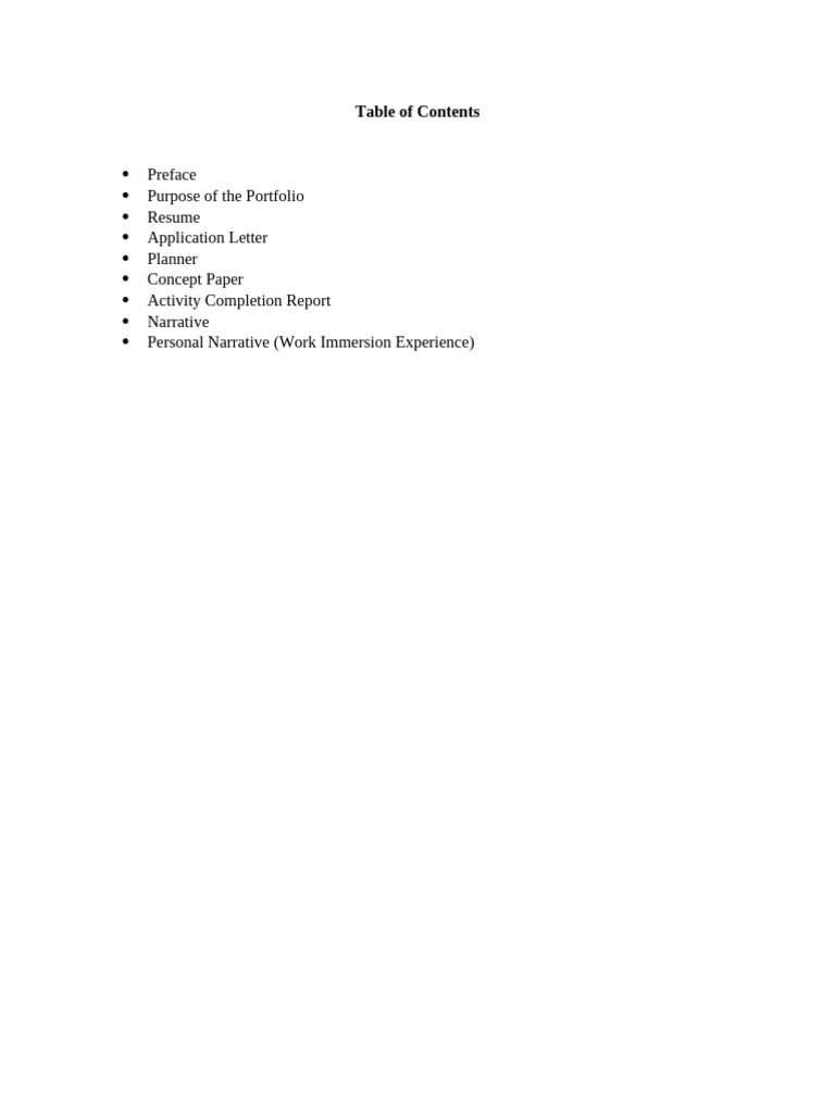 Table of Contents Work Imm | PDF