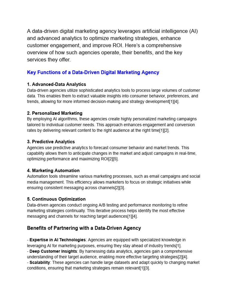 A Data-Driven Digital Marketing Agency | PDF | Analytics | Digital ...