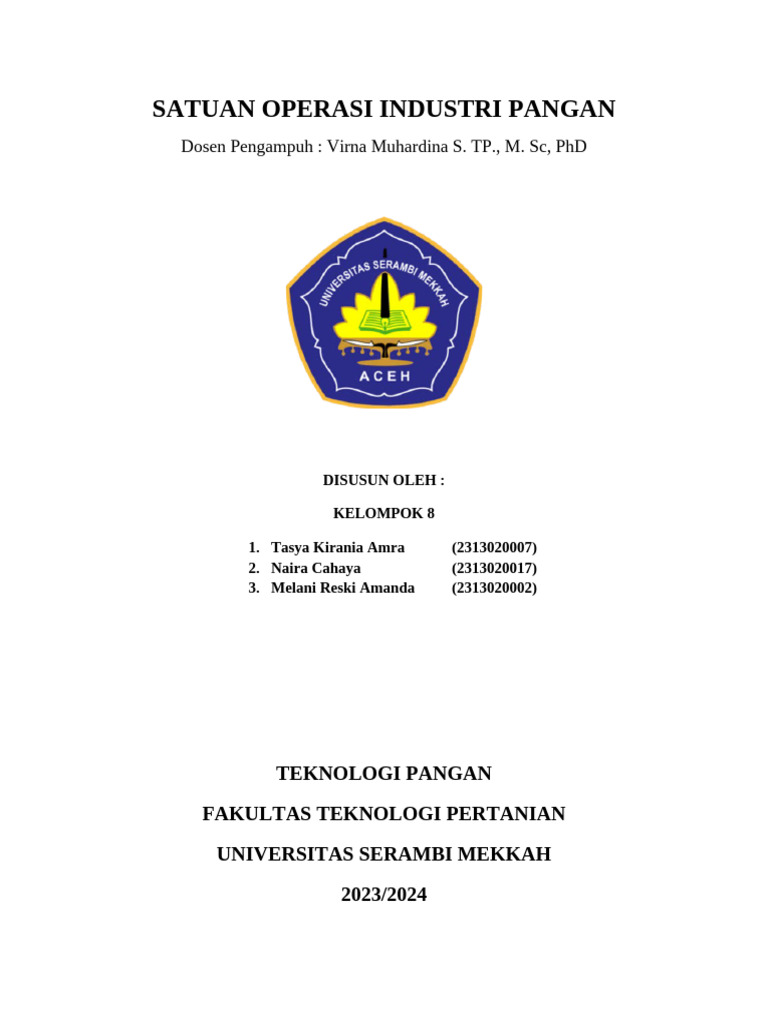 Satuan Operasi Industri Pangan | PDF