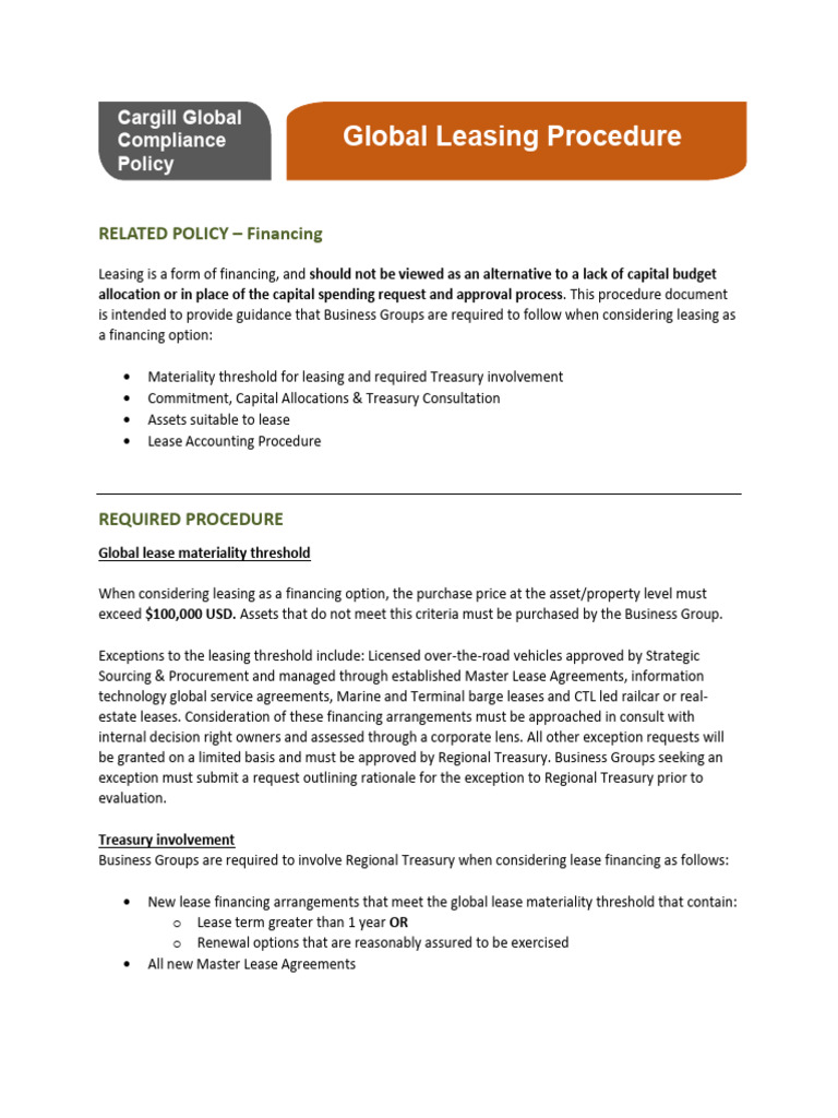 Global Leasing Procedure 2019 | PDF | Lease | Business