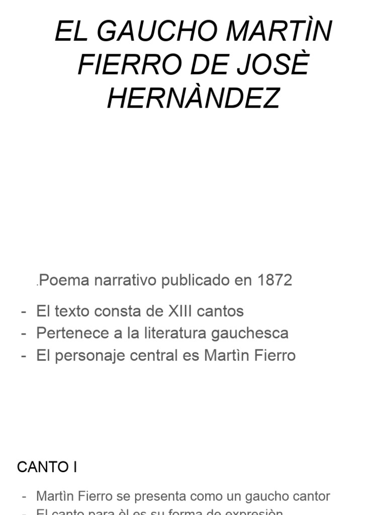 El Gaucho Martìn Fierro de Josè Hernàndez | PDF