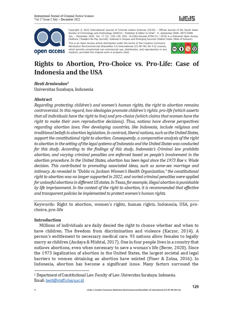 Hesti Armiwulan - Rights To Abortion, Pro-Choice vs. Pro-Life | PDF ...