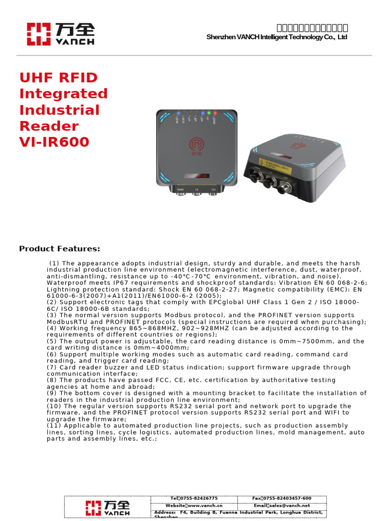 VI-IR600 Industrial Reader 11.4 | PDF | Wi Fi | Power Supply