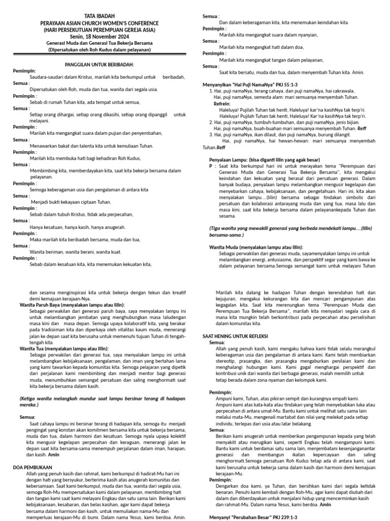 Tata Ibadah Acwc 2024 | PDF