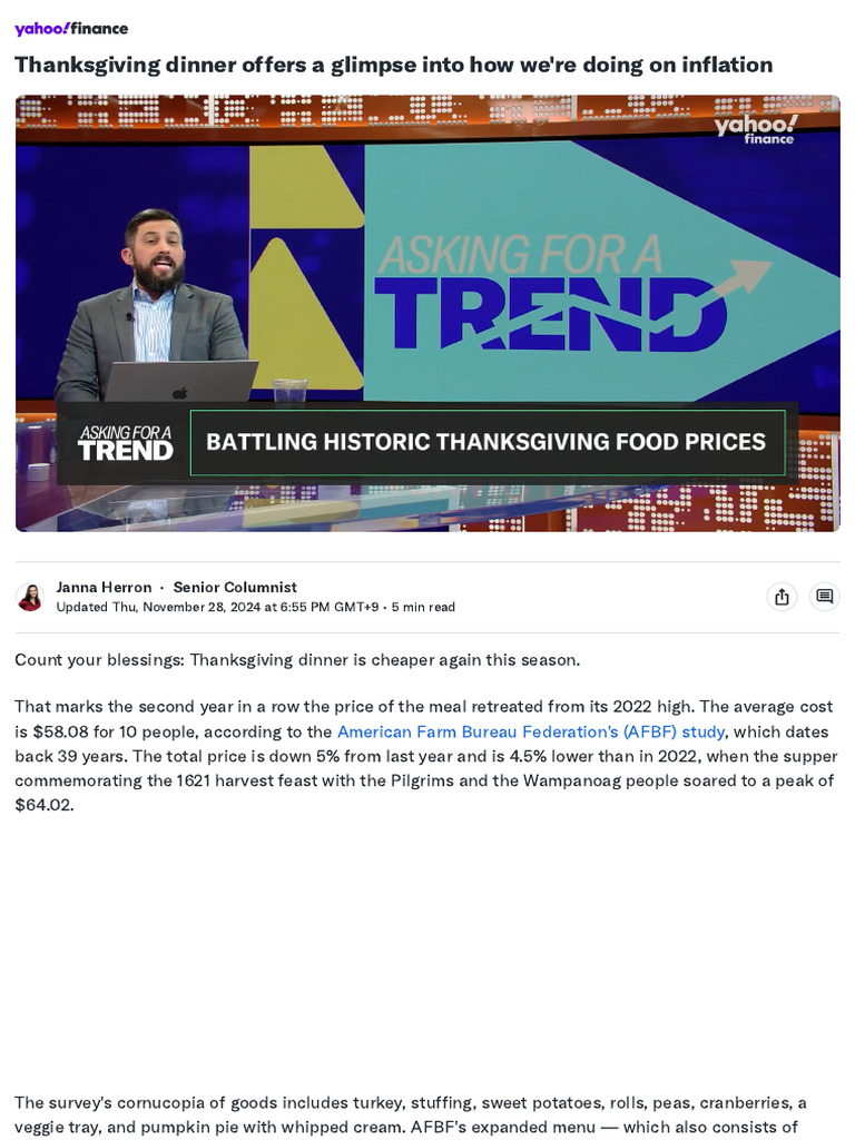 Thanksgiving Dinner Offers A Glimpse Into How We're Doing On Inflation ...