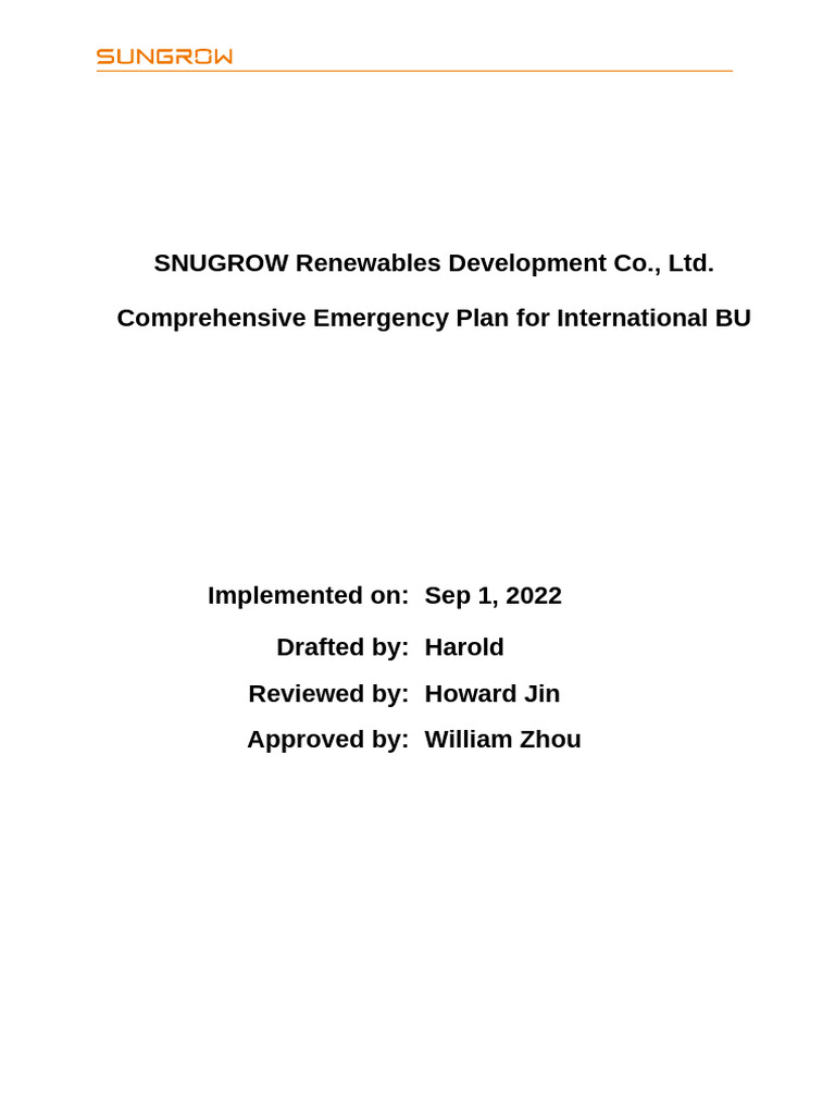 Comprehensive Emergency Plan For International BU | PDF | Emergency ...