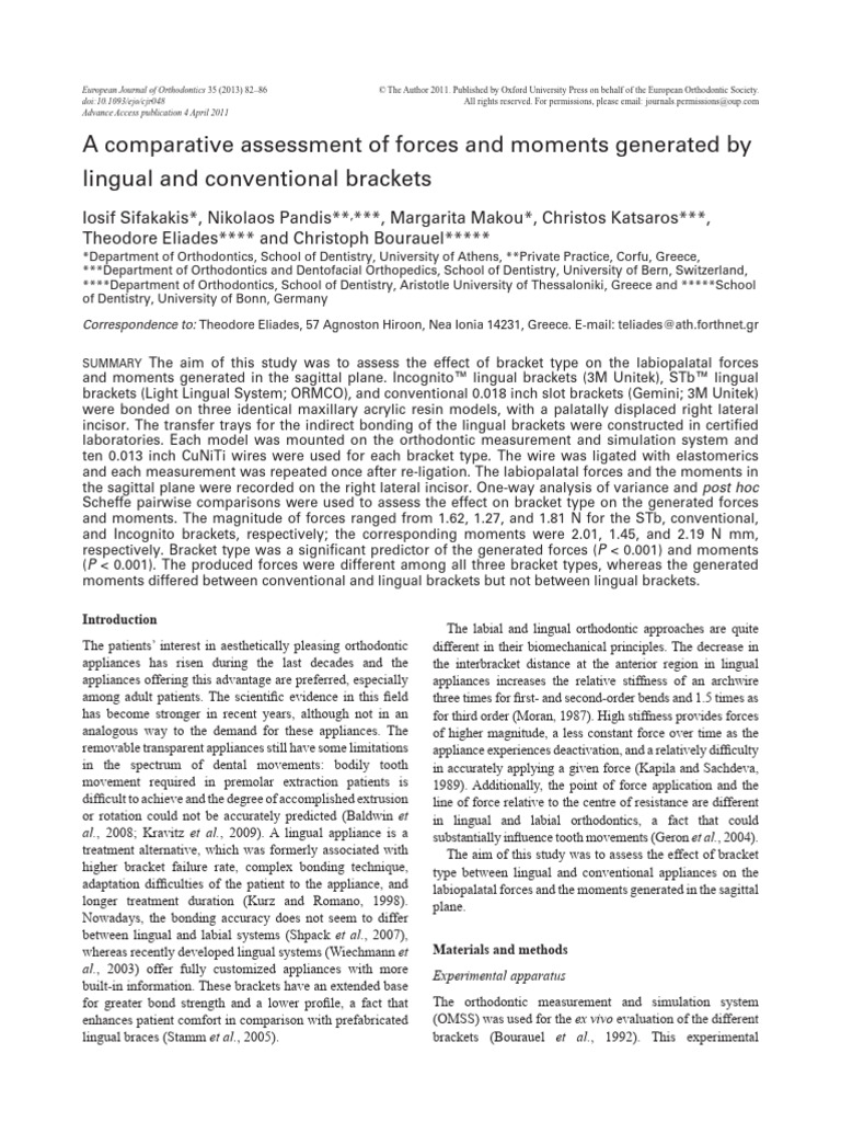 A Comparative Assessment of Forces and Moments Generated by Lingual and ...