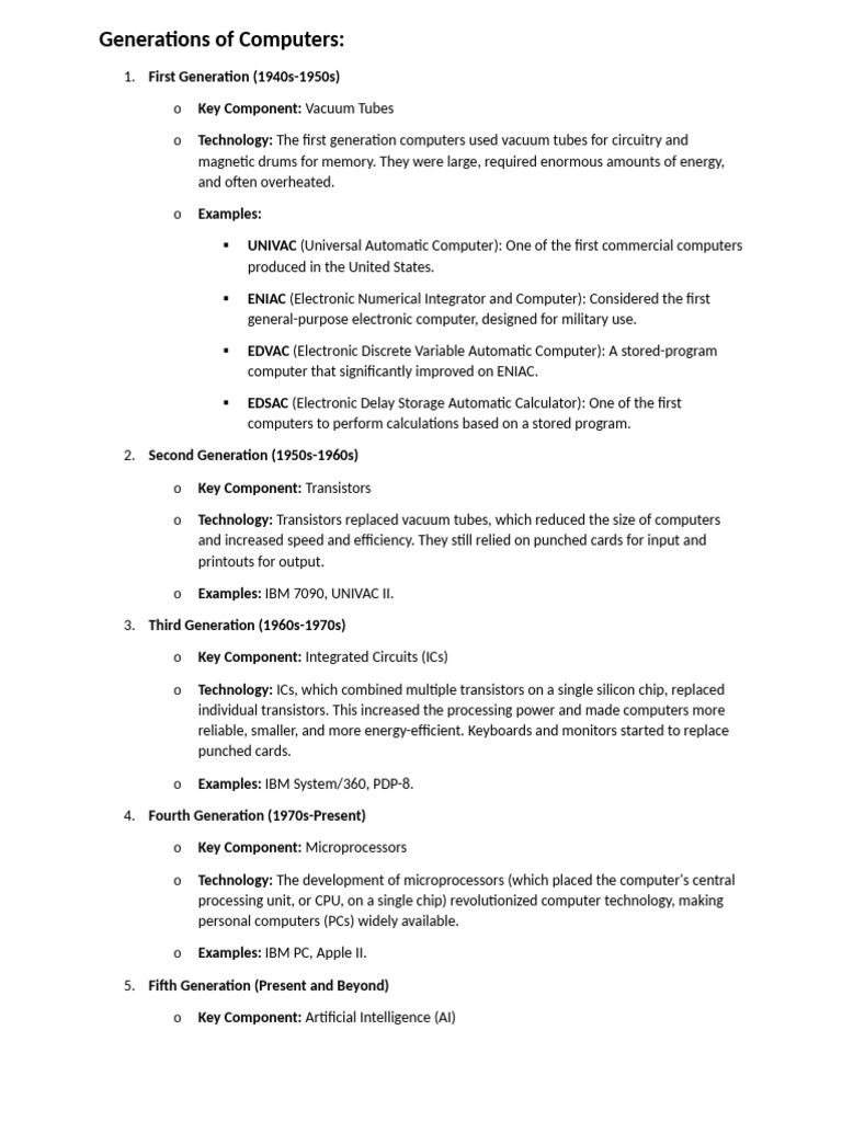 Generations of Computers | PDF | World Wide Web | Internet & Web
