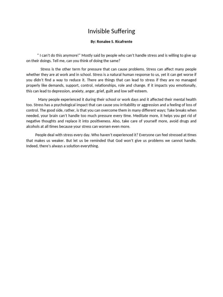 Invisible Suffering | PDF