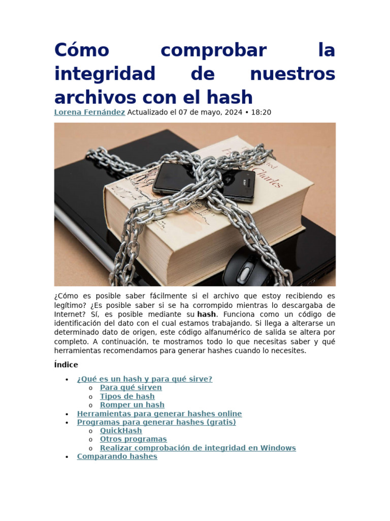 Cómo Comprobar La Integridad de Nuestros Archivos Con El Hash | PDF | Contraseña | Archivo de ...