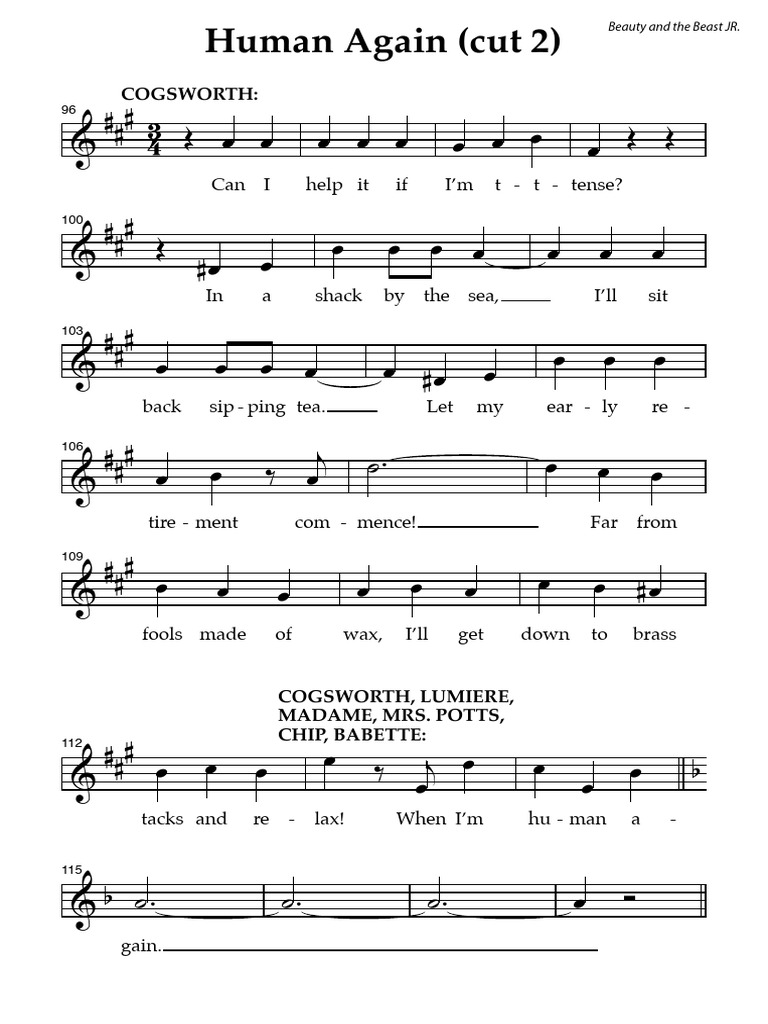 Cogsworth Vocal Audition - Human Again 2) | PDF