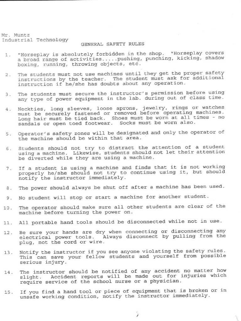 General Safety Rules | PDF | Fashion | Safety