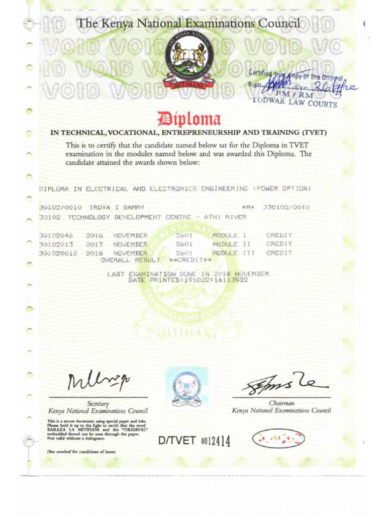 Diploma in Electrical Eng Cert | PDF