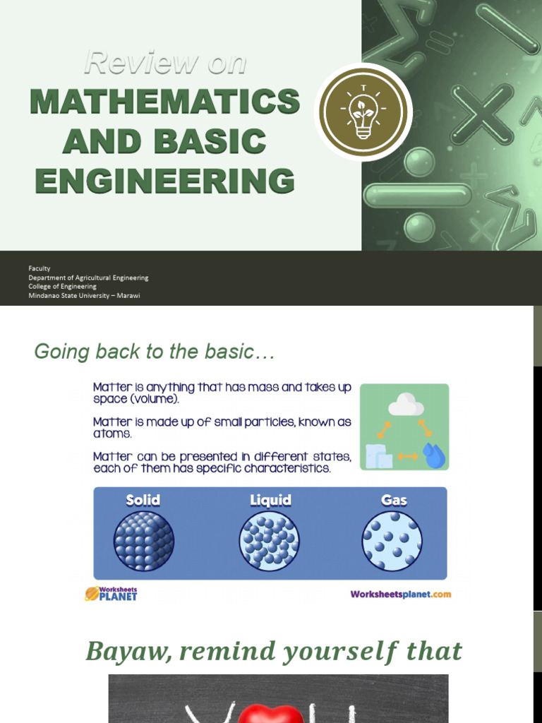 Math and Basic Engg - Engr. Lamban | PDF | Mathematics | Algebra