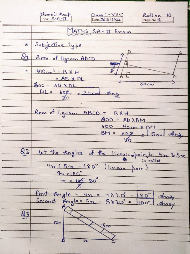Sa-2 Exam Maths | PDF | Geometric Shapes | Euclidean Plane Geometry