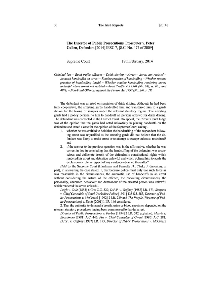 DPP V Cullen Irish Law Report | PDF