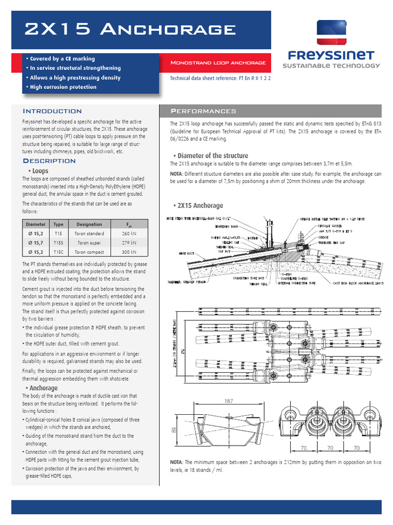 Fiche Tech - Ancrage 2X15 en V01 | PDF | Prestressed Concrete | Civil Engineering